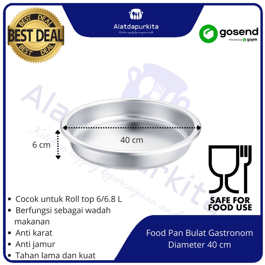 Jual Food Pan Prasmanan Wadah Makanan Lauk Gastronom Bulat Stainless ...