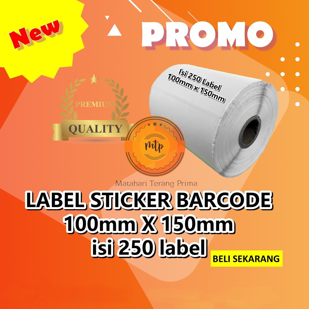 Jual LABEL BARCODE 100 X 150 mm KERTAS STICKER DIRECT THERMAL 250 pcs | Shopee Indonesia