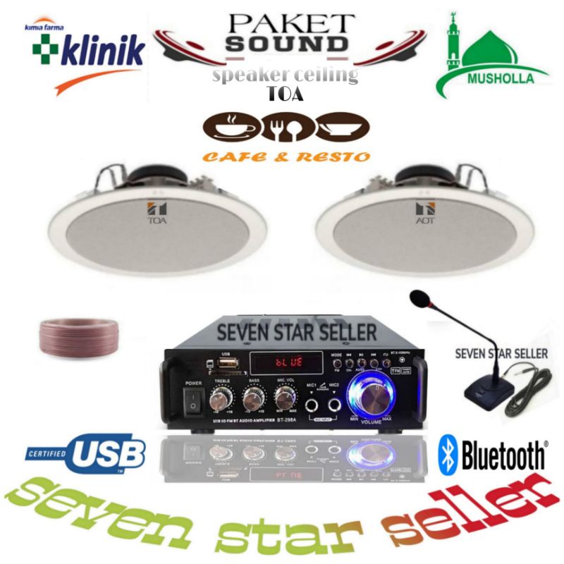 Jual paket sound speaker ceiling TOA original mic meja | Shopee Indonesia