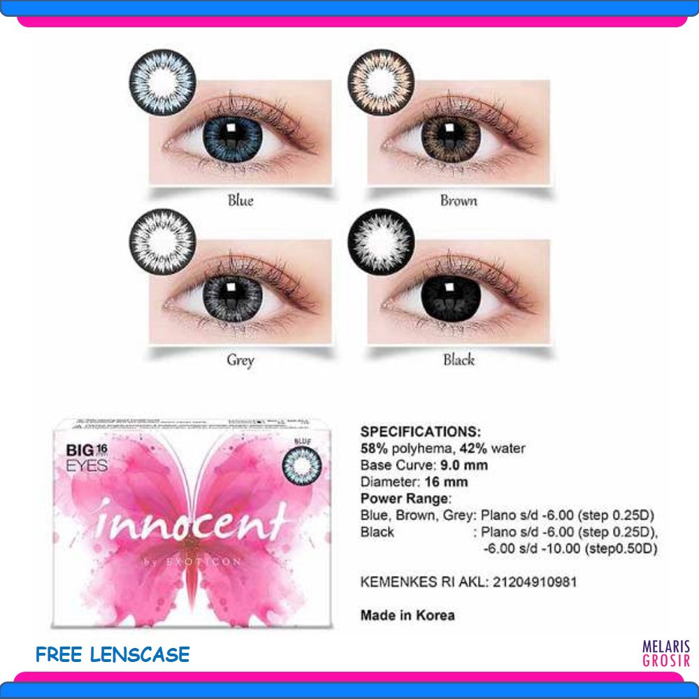 Jual SOFTLENS X2 INNOCENT (NORMAL) BIG EYES 16 MM BY EXOTICON / SOFLENS ...