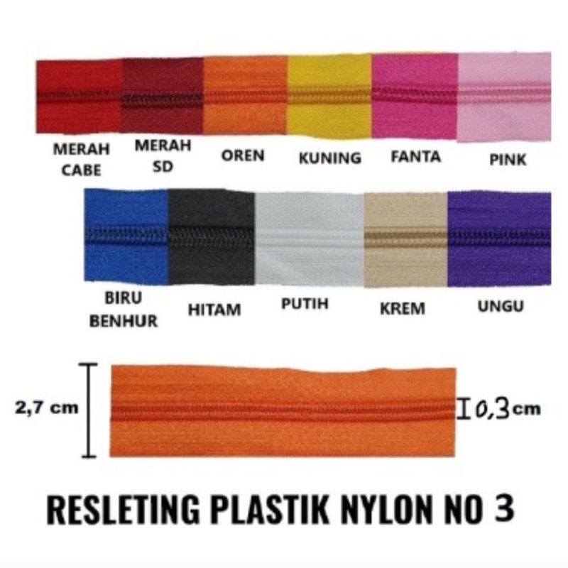 Jual Daun Resleting Roll Tebal Gigi Halus No 3 Coil 100 yard Zipper ...