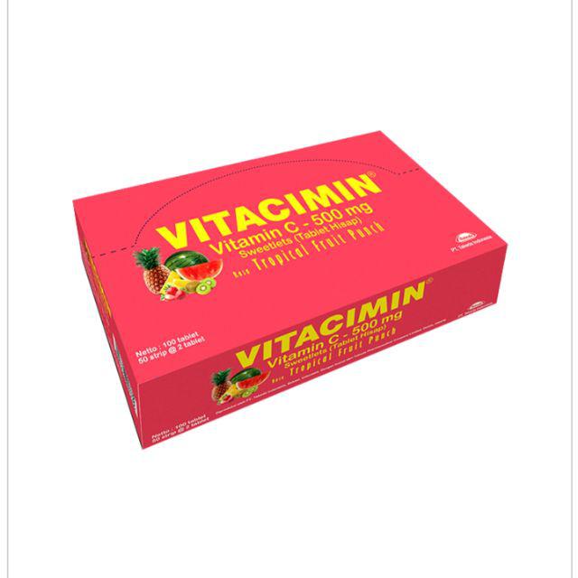 Jual Vitacimin 1 Box (50 strip) 100 Tablet Hisap Kunyah Vitamin C 500mg ...