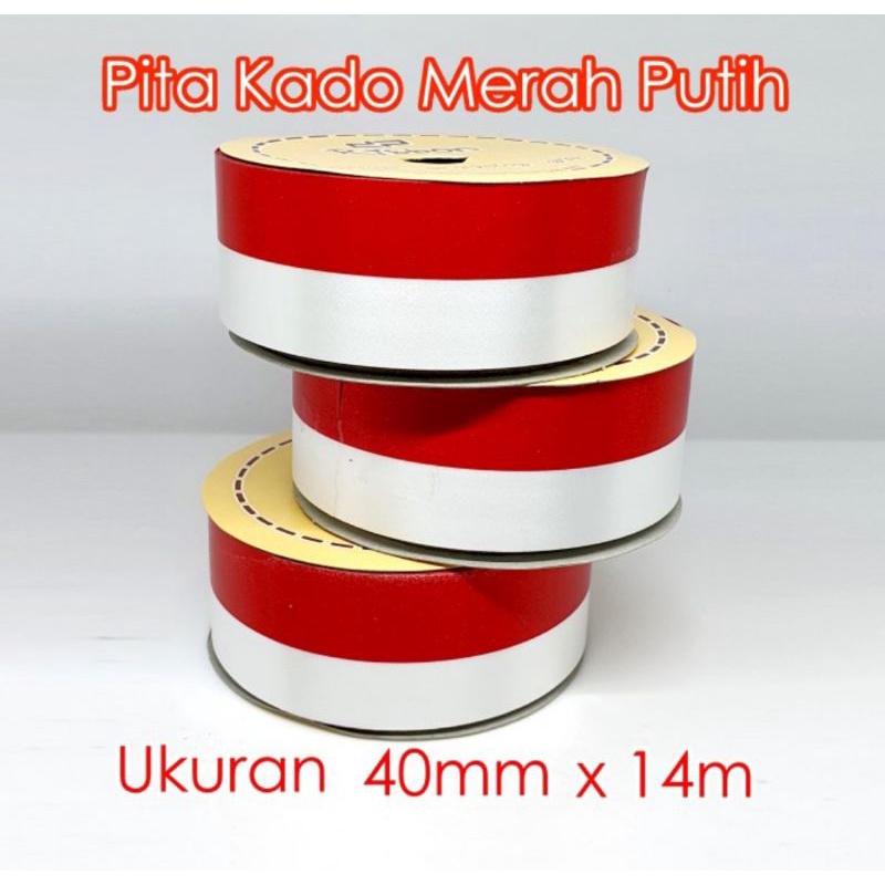 Jual Pita Kado Merah Putih 40 mm X 14m Ribbon bendera gift flag ...