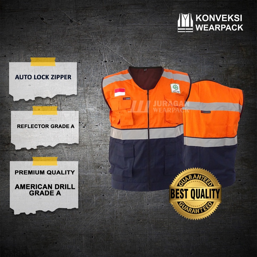 Jual Rompi Safety Warna Orange Kombinasi Biru Navy | Shopee Indonesia