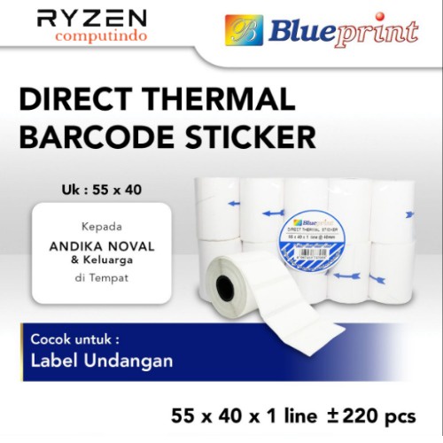 Jual Direct Thermal Sticker , Kertas Label Stiker BLUEPRINT 55 x 40 , 55x40 mm | Shopee Indonesia