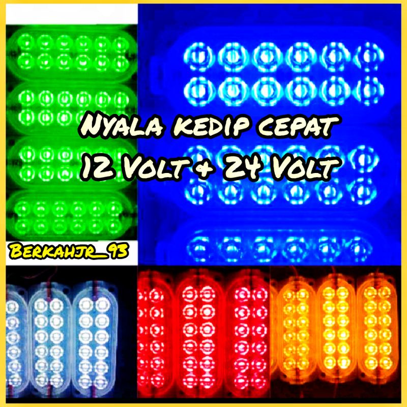 Jual Lampu LED Ultrasonic 12 Mata Nyala Kedip 12 & 24 Volt Lampu ...