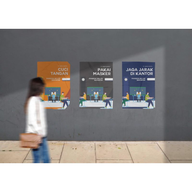 Jual Poster Jaga Jarak Protokol Kesehatan Kantor Harga per 1 pc ...
