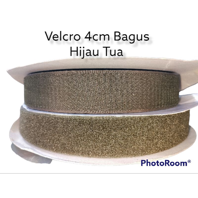 Jual velcro lebar hijau tua 4cm meteran bagus setara ykk | Shopee Indonesia