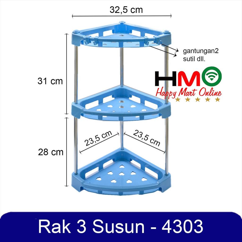 Jual Rak Sudut Susun 3 Tingkat Rak Bumbu Dapur Kamar Mandi Kosmetik ...
