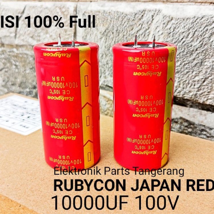 Jual (1 BUAH) KAPASITOR ELCO 10000UF 100V RUBYCON JAPAN RED CAPACITOR ...