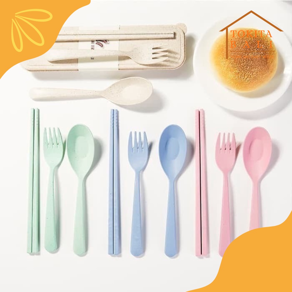 Jual Sendok Set Jerami Alat Makan Souvenir Korean Sumpit Bahan Jerami ...