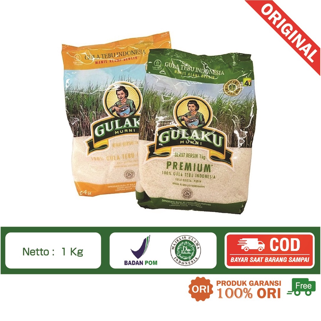 Jual Gulaku Gula Murni 1Kg Kemasan Kuning dan Hijau Gula Tebu Alami ...