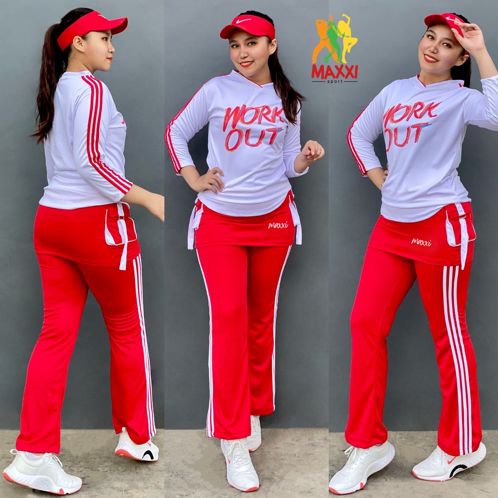 Jual SETELAN READY!!!Baju Senam Merah Putih Rok Workout Panjang Set ... Jual SETELAN READY!!!Baju Senam Merah Putih Rok Workout Panjang Set ...