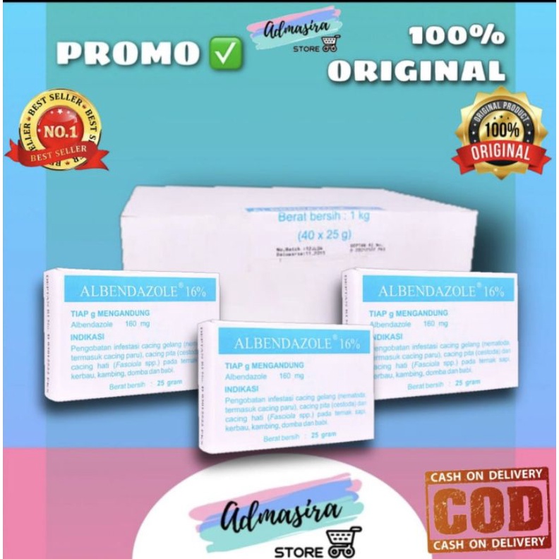 Jual ALBENDAZOLE 16 % Obat cacing serbuk ternak 25 gram | Shopee Indonesia
