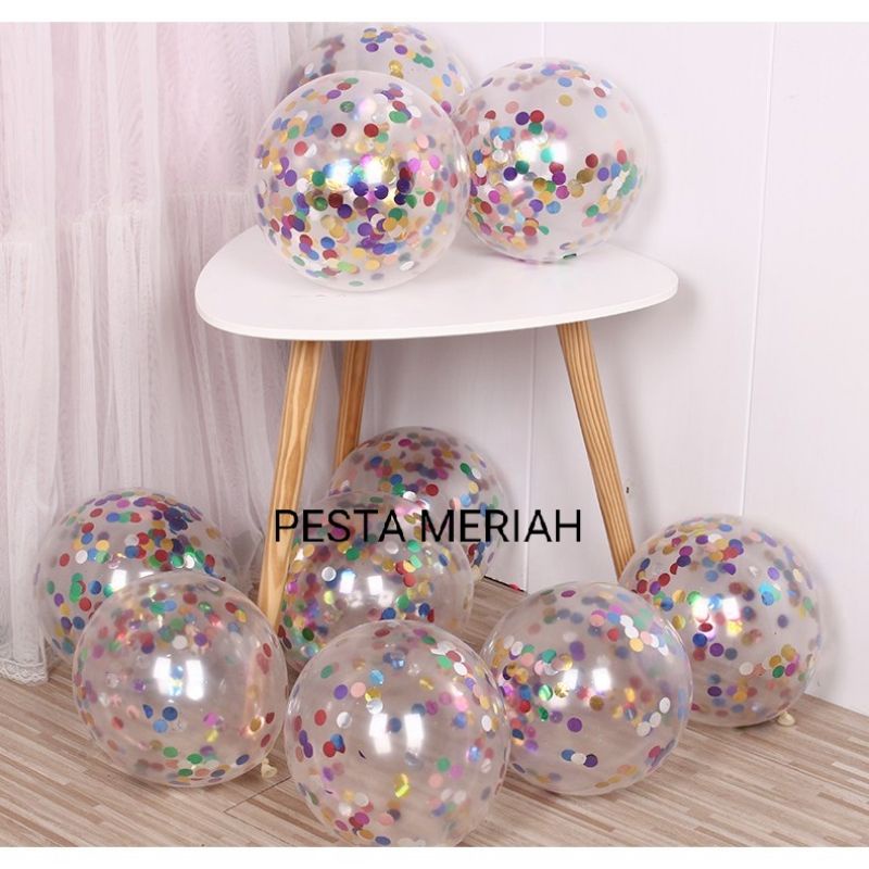 Jual BALON LATEX TRANSPARAN ISI CONFETTI / BALON ISI CONFETTI / BALON ...