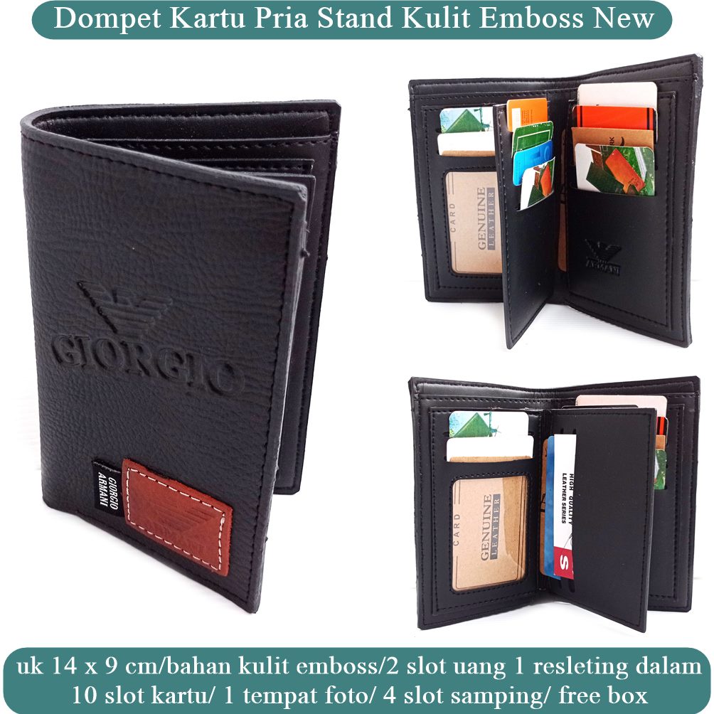 Jual Dompet kulit Pria Emboss Stand New black | Shopee Indonesia