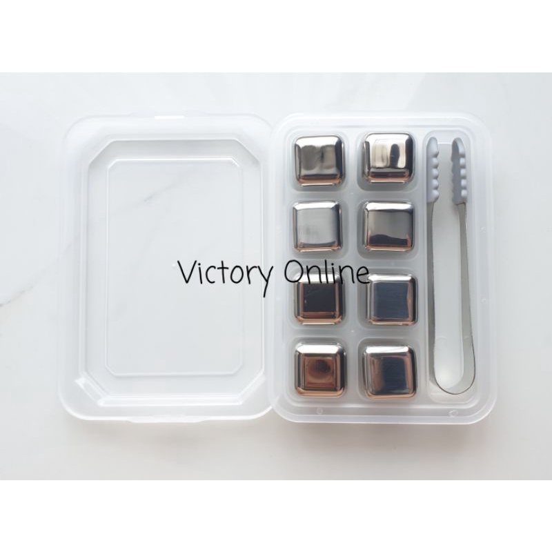 Jual Es Batu Stainless Steel Food Grade 8pcs / Reusable Stainless Steel ...