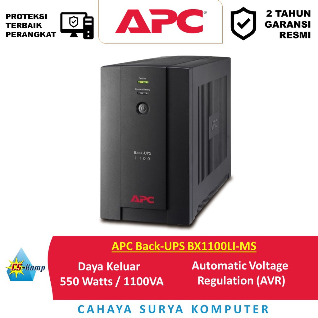 Jual APC Back-UPS BX1100LI-MS | 1100VA | 230V | AVR | Universal and IEC Sockets | Shopee Indonesia