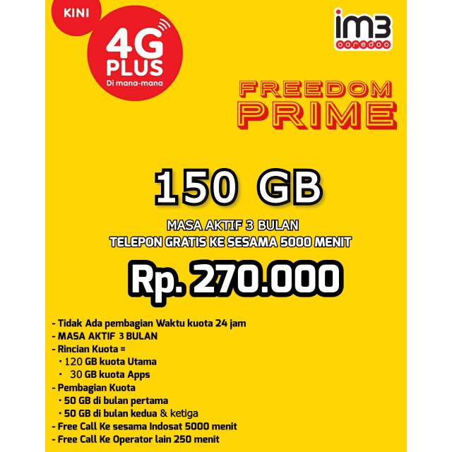 Jual PAKET DATA 150GB 3 BULAN UNLIMITED APP | Shopee Indonesia