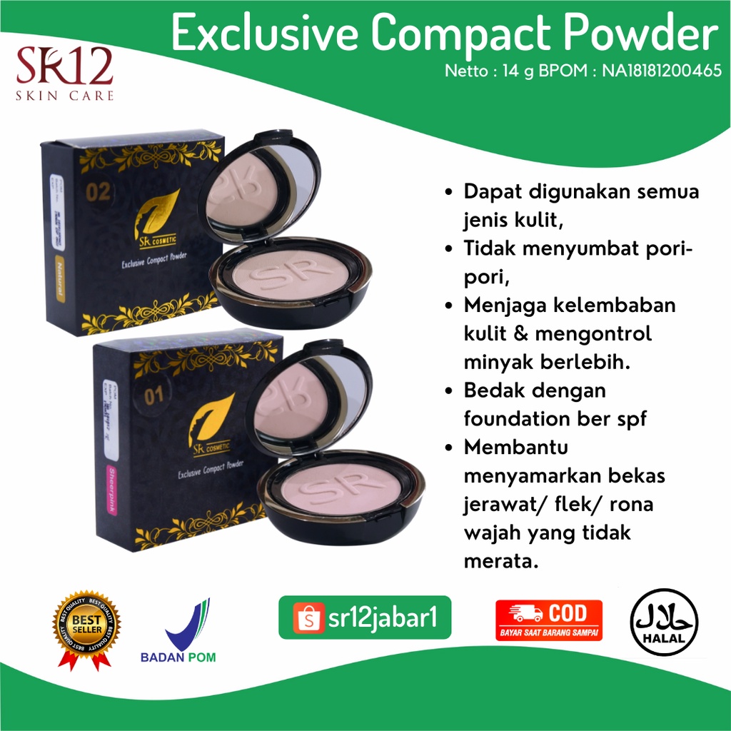 Jual Exclusive Compact Powder SR12 / Bedak Dengan Foundation / Bedak SPF 25 / Bedak Padat Yang ...
