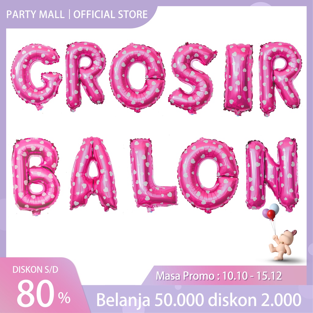 Jual Balon Foil Huruf Abjad Alphabet Pink 16 Inch 40cm A-Z Balon Foil ...
