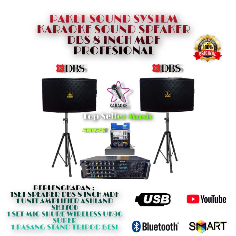 Jual PAKET SOUND SYSTEM KARAOKE SPEAKER DBS 8 INCH MDF AMPLIFIER POWER ...