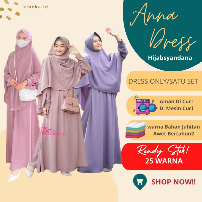 Jual ANNA DRESS by HIJABSYANDANA WARNA TULIS DI NOTE | Shopee Indonesia