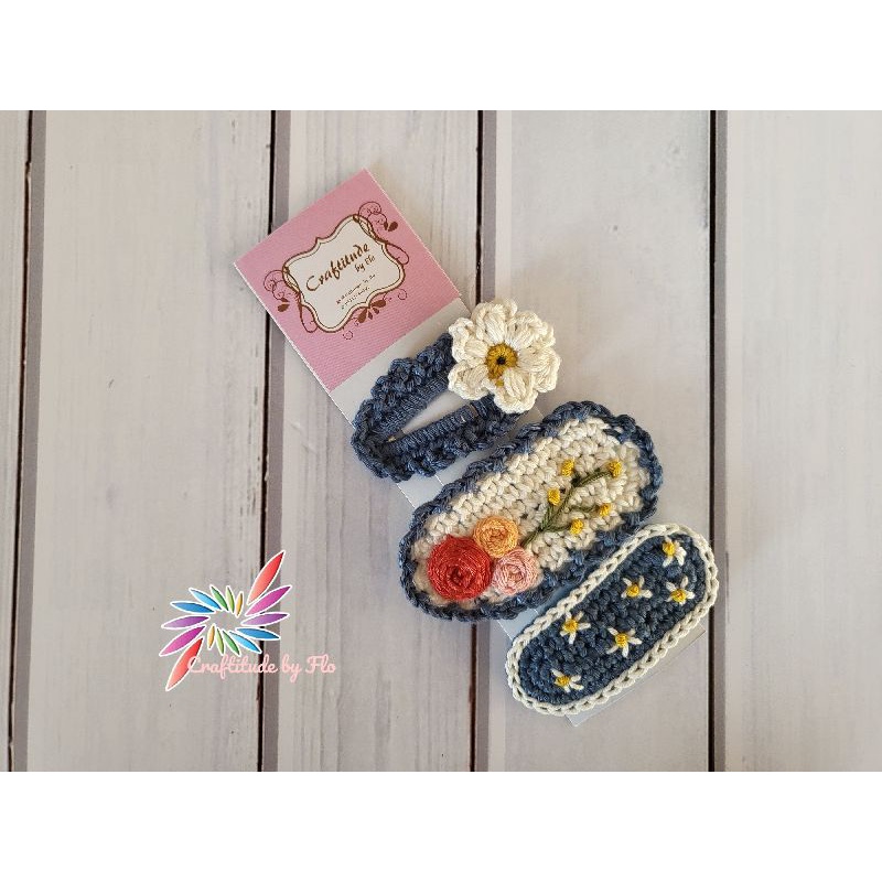 Jual Crochet Hair Clip Set Flowery Set Bunga Jepit Rambut Rajut ...