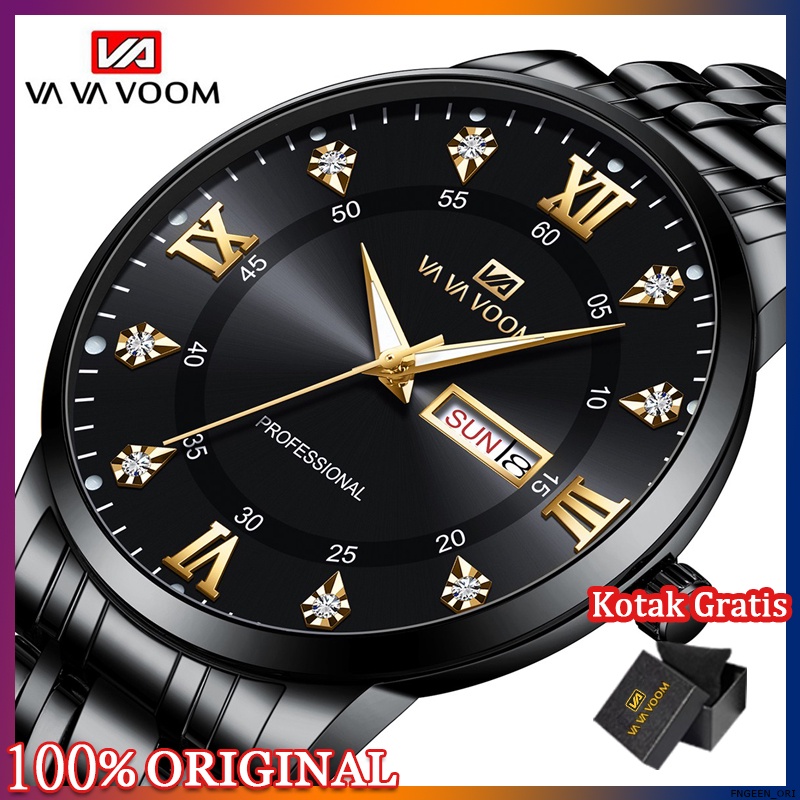 Jual VAVA VOOM 2461 Jam Tangan Pria Luxury Stainless Steel Tanggal Quartz Original Tahan Air ...