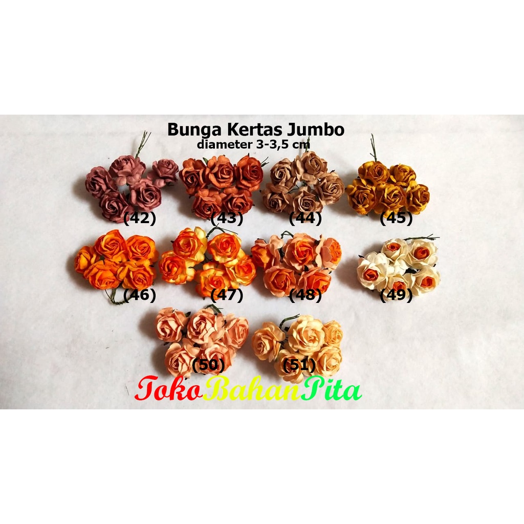 Jual (1 IKAT) BUNGA MAWAR KERTAS JUMBO | BUNGA HIAS | BUNGA CRAFT ...