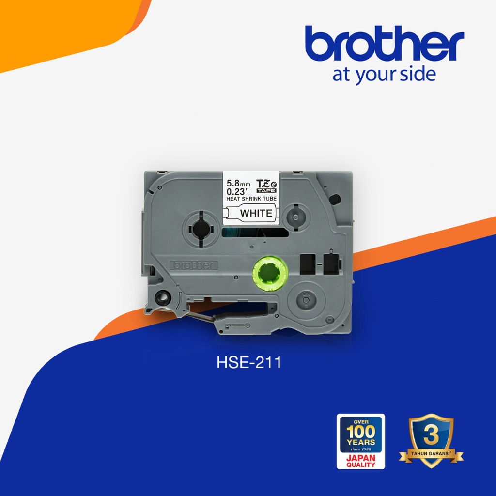 Jual Brother Label Tape HSE-211 Black on White Heat Shrink Tube 6mm (1 ...