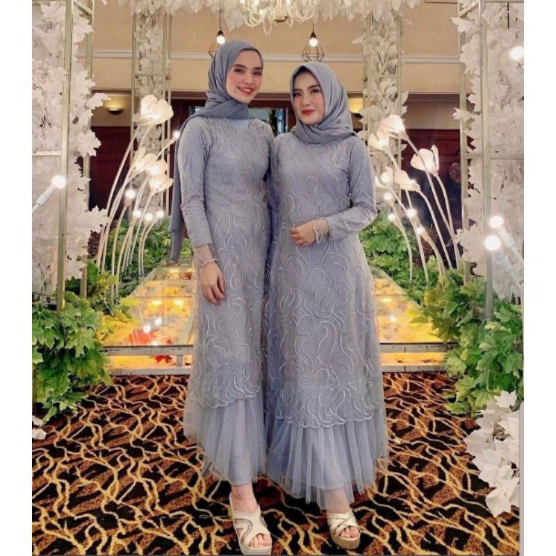 Jual BAJU GAMIS DRESS PESTA KONDANGAN BRUKAT BROKAT WANITA MUSLIM S M L ...