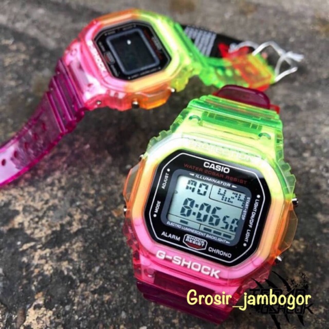 Jual JAM TANGAN NEW G SHOCK DW6900 JELLY TRANSPARANT RASTA DIGITAL ...