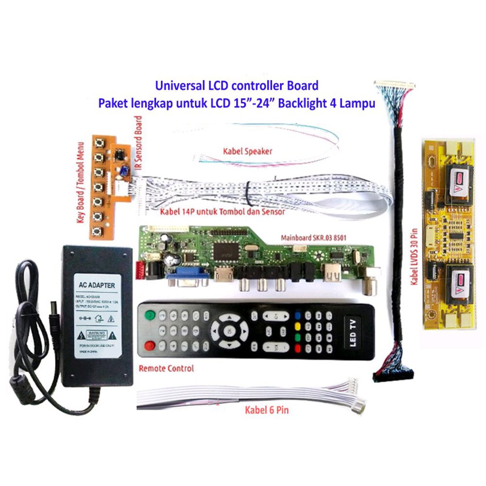 Jual Unik Universal LCD TV board Paket lengkap Panel 15inch 24inch ...