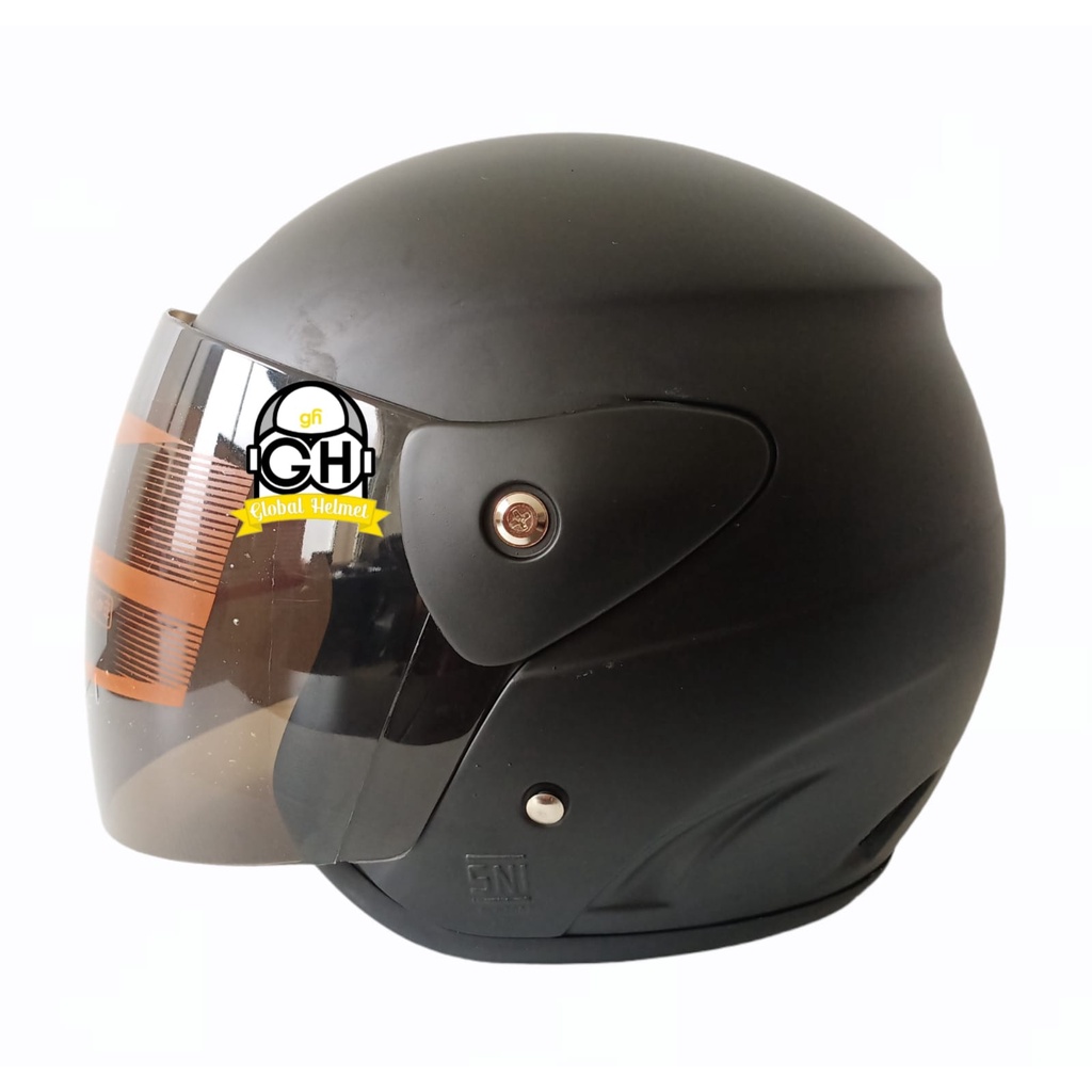 Jual HELM EVOLUTION POLOS BLACK DOFF HALF FACE MODEL GM EVO | Shopee ...