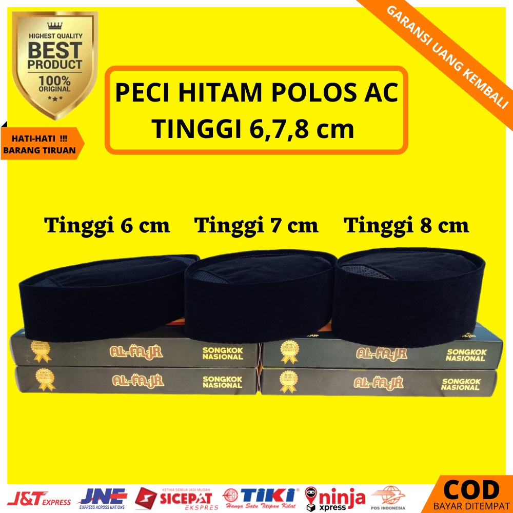 Jual Peci Hitam Pendek Tinggi 6,7,8 cm Peci Hitam Polos AC | Shopee ...