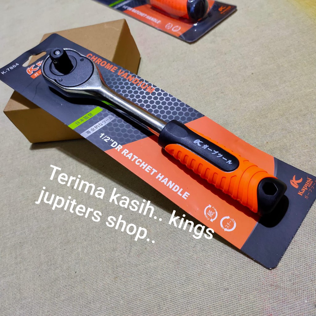 Jual KAPUSI RATCHET 1/2DR 10IN RACET RACHET GAGANG karet ATAU besi ...