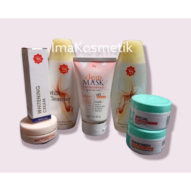 Jual Viva Paket Perawatan Harian Flek + Bekas Jerawat + Anti Kerut (clean mask kosong bs diganti ...