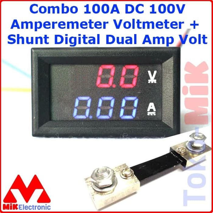 Jual COMBO 100A DC 100V AMPEREMETER VOLTMETER + SHUNT DIGITAL DUAL AMP ...