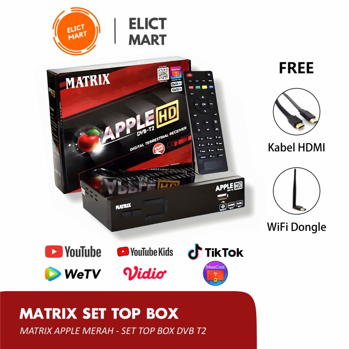 Jual Matrix Apple Merah Set Top Box Digital DVB T2 | Shopee Indonesia