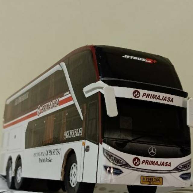 Jual Miniatur Bus bis / mainan bus bis Primajasa Double decker | Shopee ...