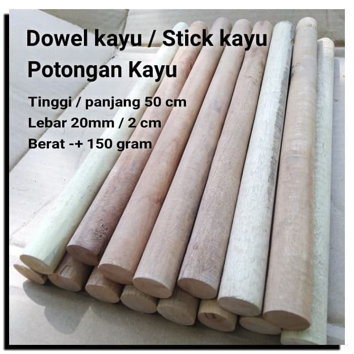 Jual SangKayu Dowel Potongan Kayu Tinggi 50 cm Wooden Stick Bahan Craft ...
