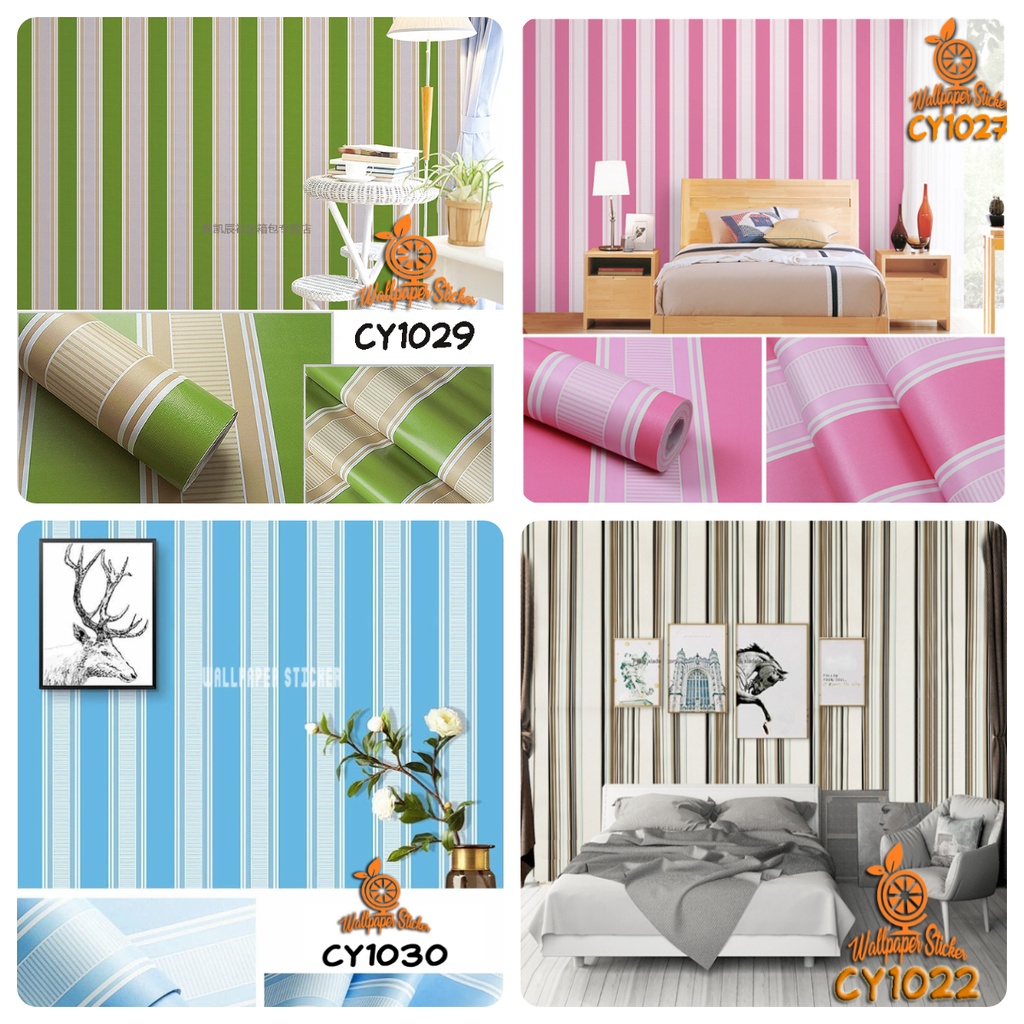 Jual Wallpaper Dinding Stiker Motif Salur Elegan 45cm x 8m Wallpaper Dinding Polos Salur ...