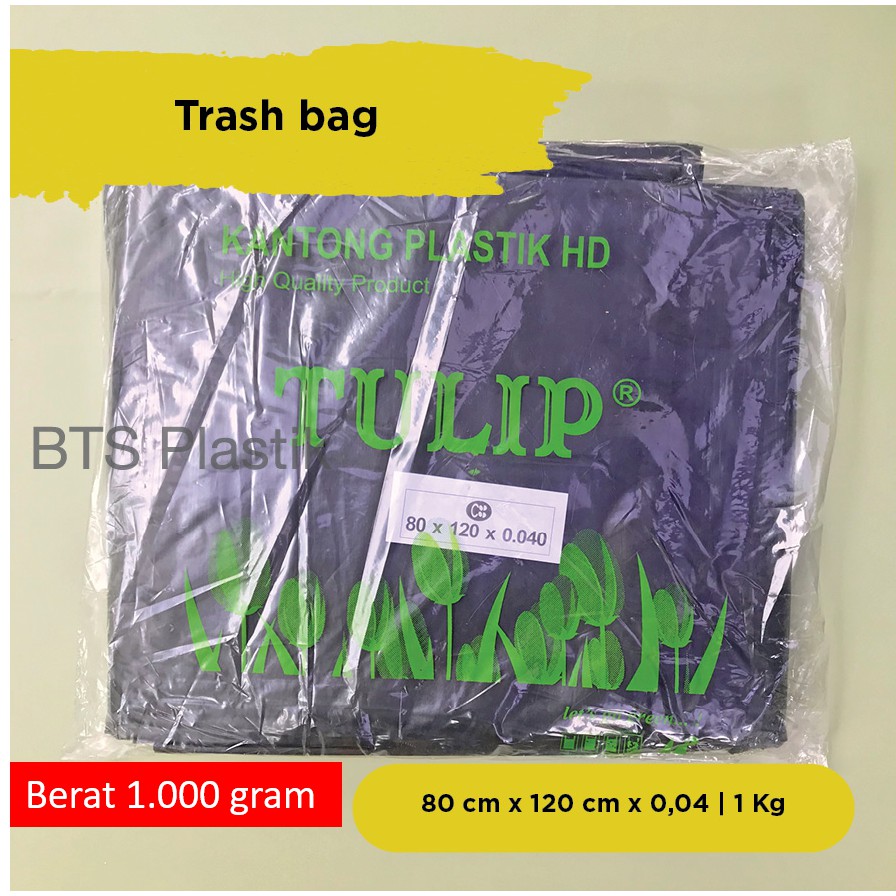 Jual Trash Bag Hitam / Kantong Sampah 80x120x0.40 Merk Tulip | Shopee ...