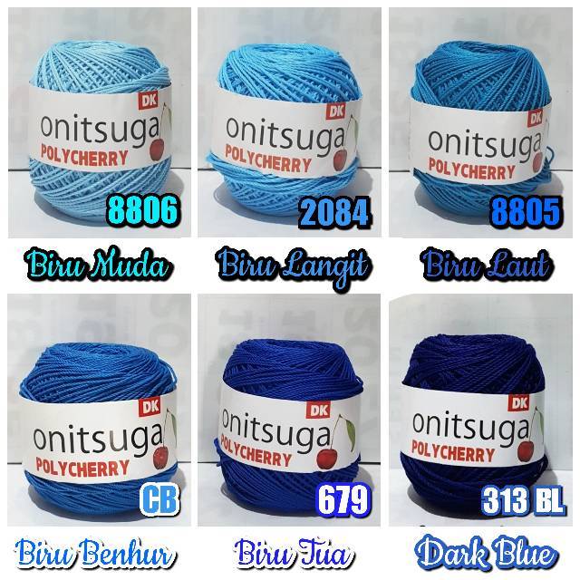 Jual Benang Rajut Onitsuga Polycherry (Variasi Biru) | Shopee Indonesia