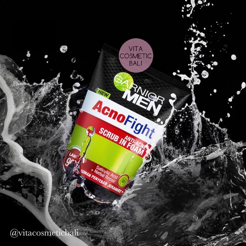 Jual Garnier Men Acno Fight Anti-Acne Scrub In Foam Cleanser 100 ml sabun wajah | Shopee Indonesia