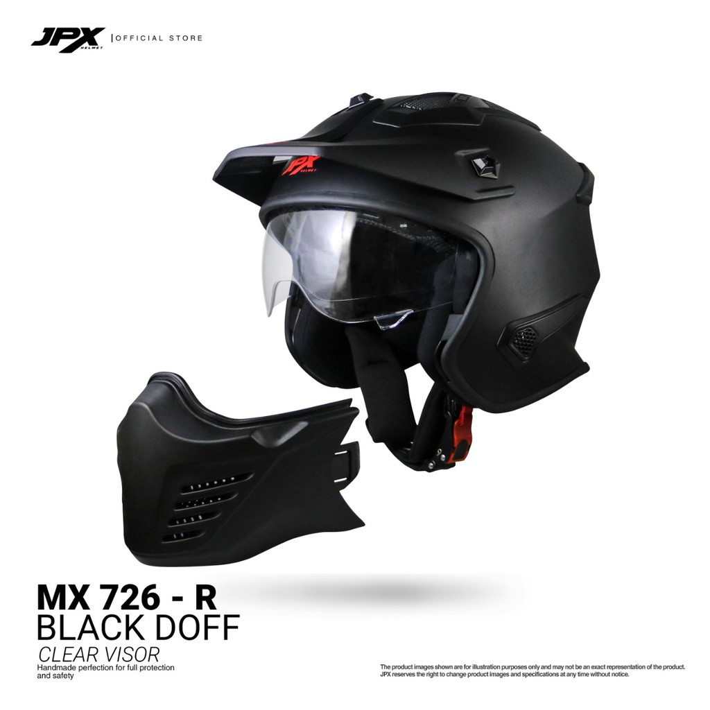 Jual JPX Full Face MX-726R - Black Doff/Red | Shopee Indonesia