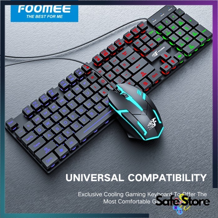 Jual Game Keyboard Mouse set Wired Backlighting RGB FOOMEE VB15 (Combo ...