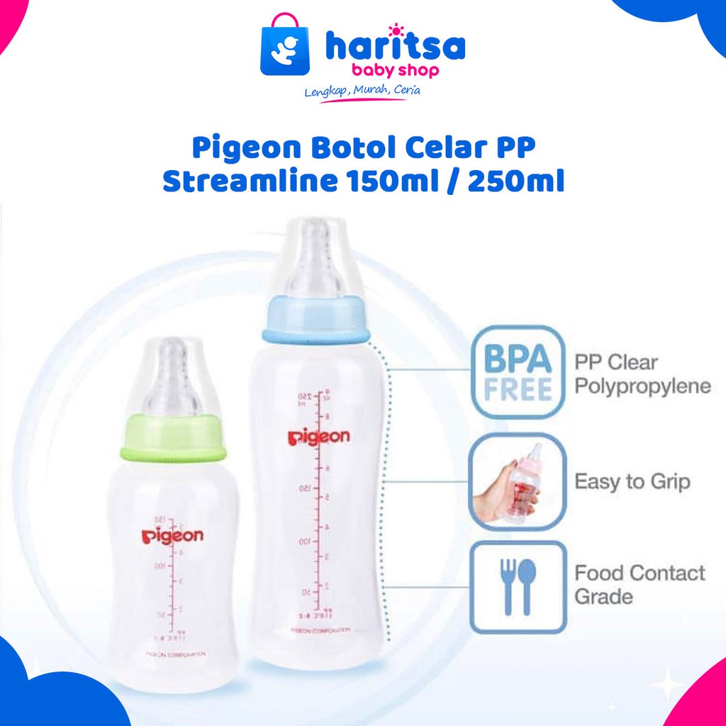 Jual Pigeon PP Clear Streamline Botol Susu [150ml / 250mL] | Shopee ...