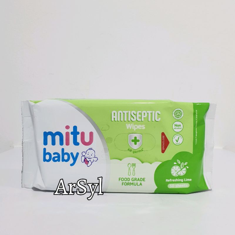 Jual Tissue Mitu Baby AntiSeptic Wipes 50's - Refreshing Lime | Shopee ...